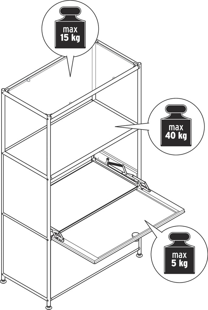 Tchibo - Kovová komoda CN3 se 2 výklopnými dvířky - barva: šedá