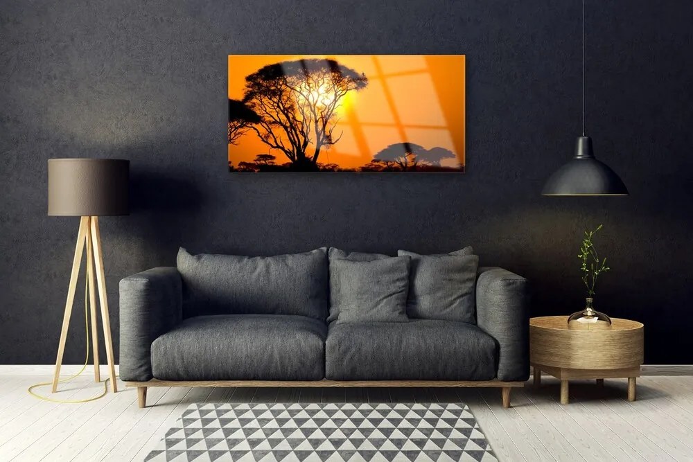 Obraz na skle Strom Slunce Příroda 140x70 cm