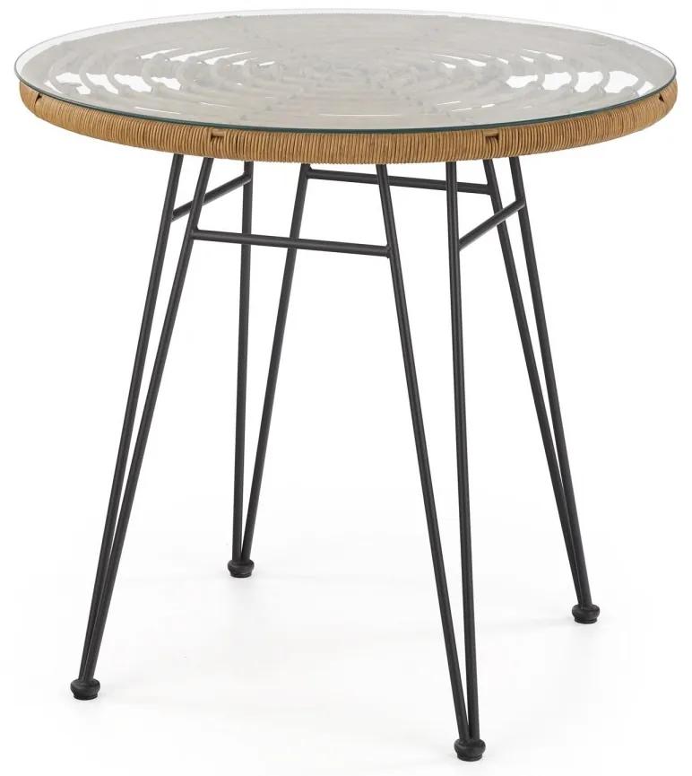 Konferenční stolek Zinna syntetický ratan/černá