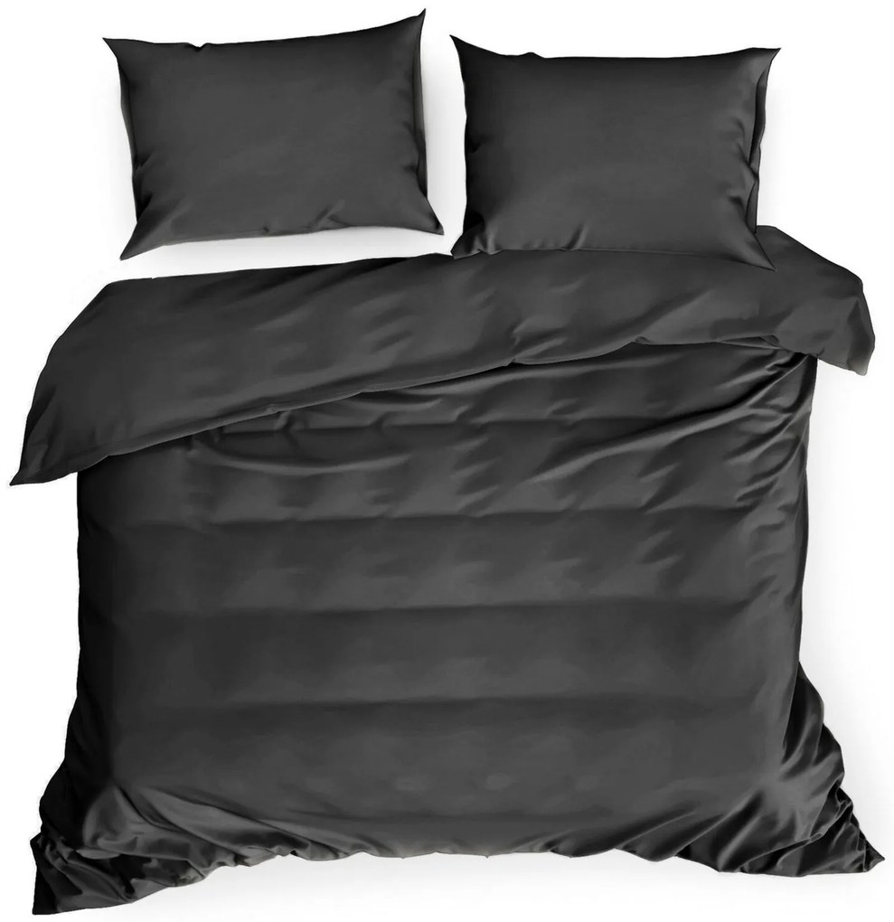 SATÉNOVÉ POVLEČENÍ DINA 200X220 CM 2 KS 70X80 CM ČERNÉ