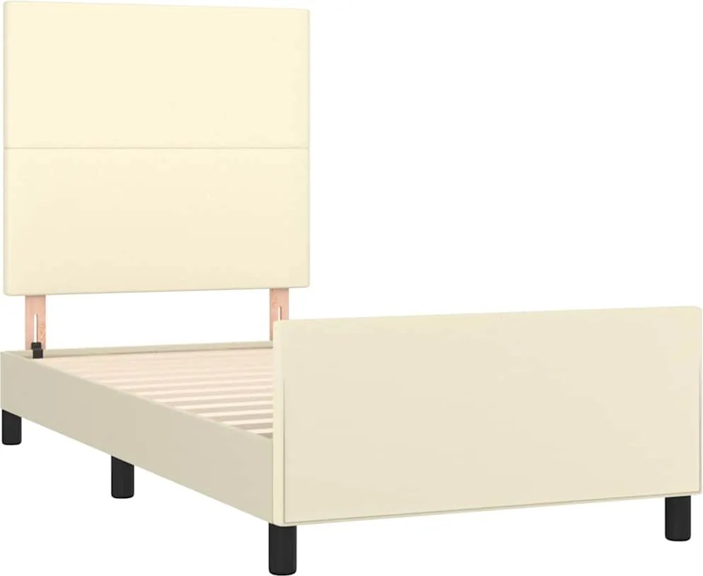 Rám postele s čelem krémový 80 x 200 cm umělá kůže 3125417