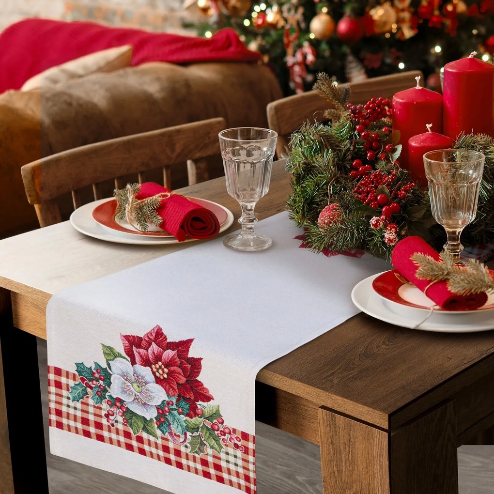 VÁNOČNÍ GOBELÍNOVÝ BĚHOUN NA STŮL MERRY5 40X100 CM VZOROVANÝ