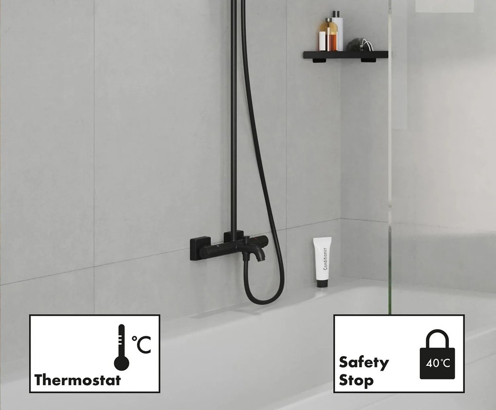 Hansgrohe Vernis Shape, Showerpipe 240 1jet s vanovým termostatem, černá matná, HAN-26900670