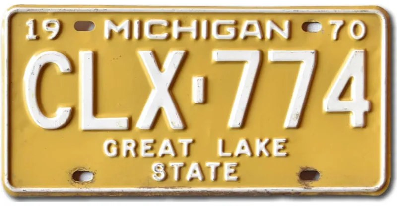 Americká SPZ Michigan 1970 Great Lake State CLX-774