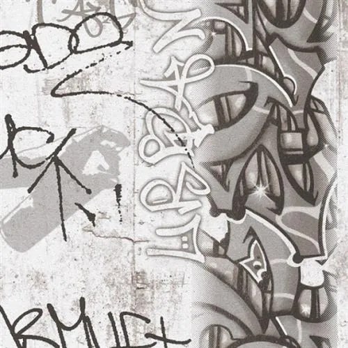 Papírové tapety na zeď Boys & Girls graffiti černobílé