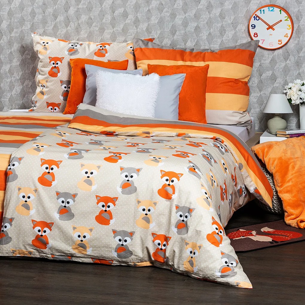4Home Bavlněné povlečení Little Fox, 140 x 200 cm, 70 x 90 cm