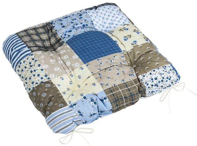 Bellatex Sedák Adéla prošívaný 40x40 cm Patchwork modrá