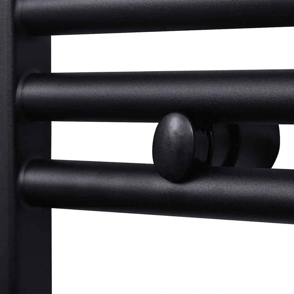 Černý žebříkový radiátor na ručníky rovný ústřední topení 600x1160 mm 141908