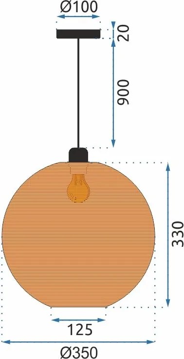 Toolight - Stropní svítidlo z přírodního bambusu Boho E27 60W APP882-1CP, hnědá, OSW-05242