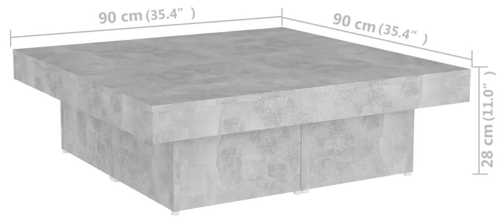 vidaXL Konferenční stolek betonově šedý 90 x 90 x 28 cm dřevotříska