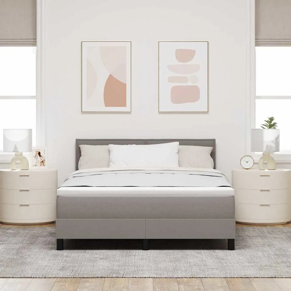 Postel s boxspringem s čelo Taupe 140 x 200 cm textil 3338619