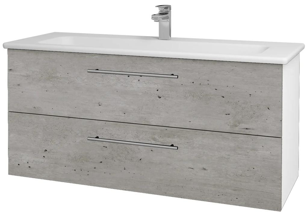 Dřevojas Koupelnová skříň GIO SZZ2 120 Varianta: N01 Bílá lesk / Úchytka T02 / D01 Beton