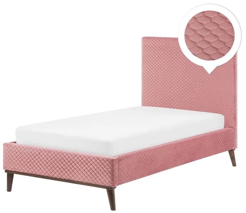 Čalouněná růžová postel 90x200 cm BAYONNE Beliani