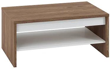 DAFNE 16 - konferenční stolek lamino Ořech/ bílá lesk MDF/ lišta A- bílá riflovaná