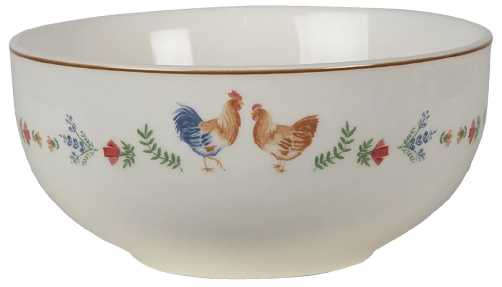 Porcelánová miska s kohoutkem a slepičkou Chicken and Rooster - Ø 14*7 cm / 500 ml