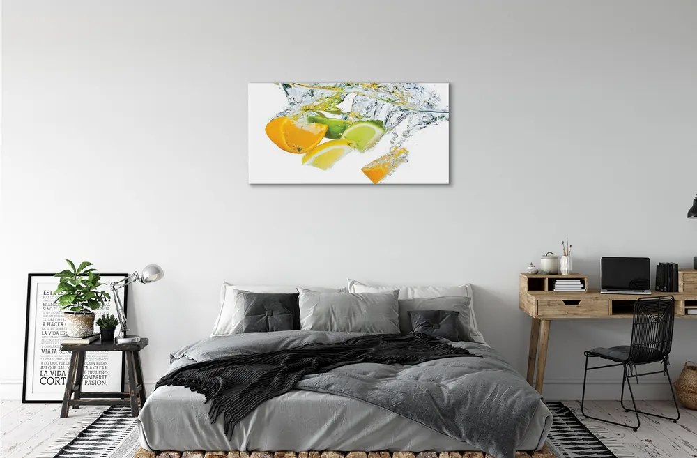 Obrazy na plátně voda citrus 125x50 cm