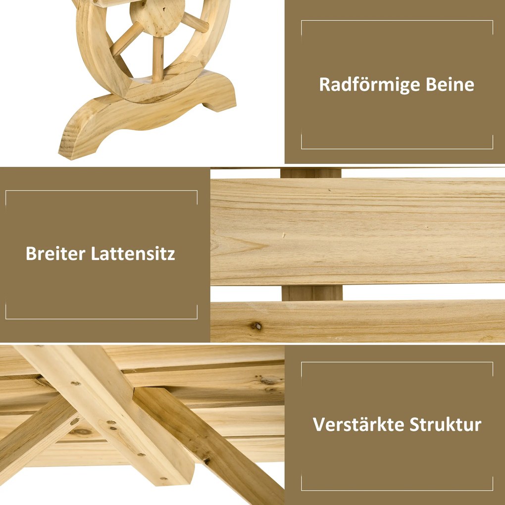 Zahradní lavice Outsunny dřevo odolné proti povětrnostním vlivům 98 x 50 x 39,5 cm rustikální lavice pro zahradní nábytek v přírodní barvě | Aosom.de