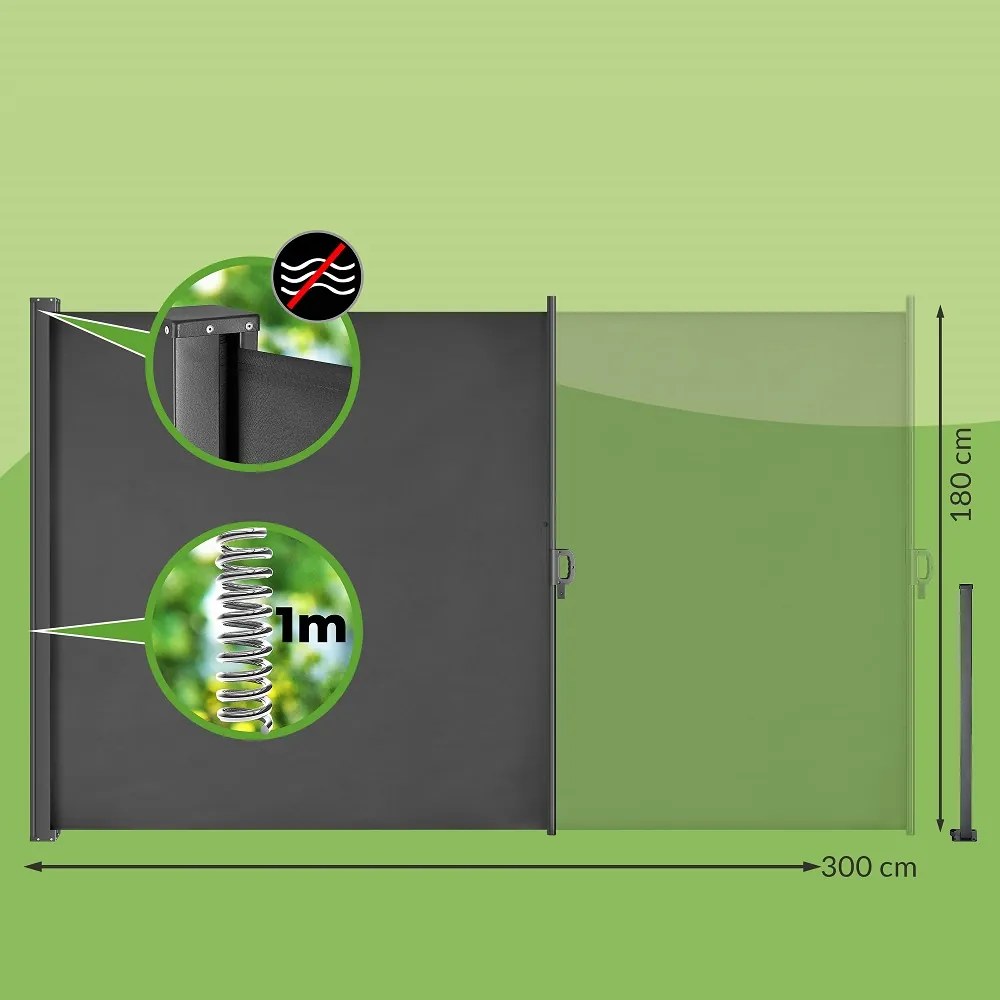 Boční markýza NOSARA na terasu, 180x300cm antracitová Casaria