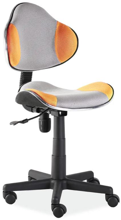 Dětská otočná židle Q-G2 látková membrána šedá a oranžová
