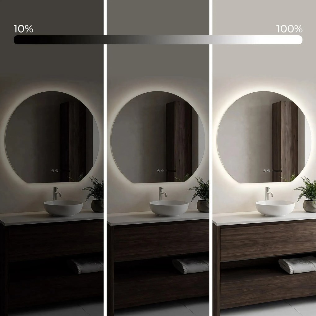 Rea Zrcadlo ⌀80 cm s vyhříváním a regulovatelným LED osvětlením HOM-00910