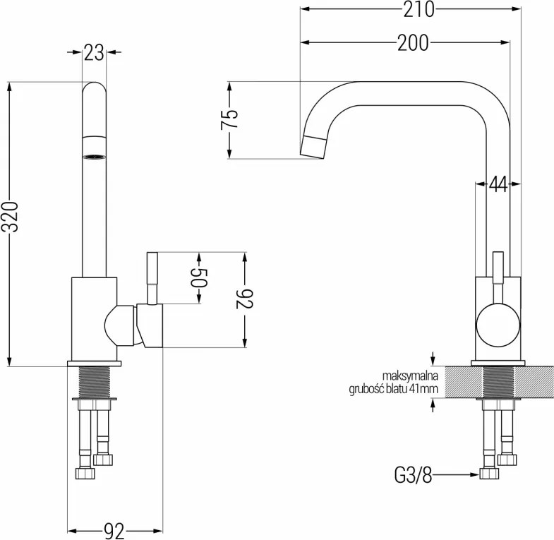 Mexen MODENA - Vysoká baterie/dřezová, Růžové zlato, 671900-60