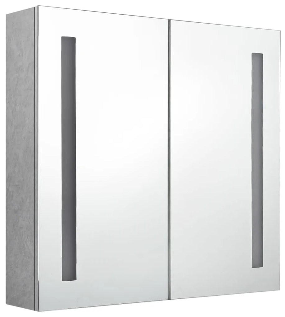 LED koupelnová skřínka se zrcadlem - 62x14x60 cm | betonově šedá