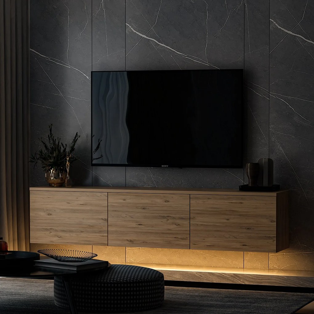Kalune design Dřevěný TV stolek NEON 160x32 cm 382NRC1128