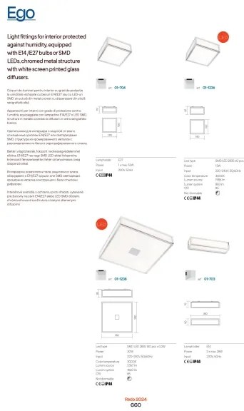 Redo 01-704 - Koupelnové stropní svítidlo EGO 1xE27/52W/230V 18x18 cm IP44