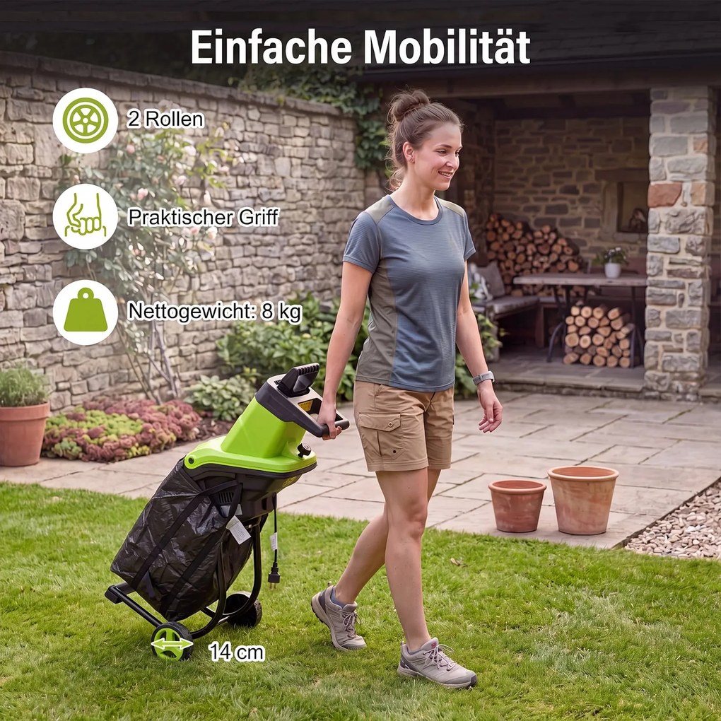 Costway Zahradní drtič elektrický 2500 Nožový drtič W na větve