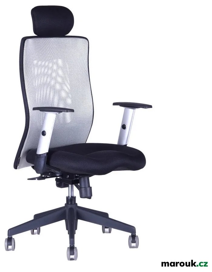 Office Pro Kancelářská židle na kolečkách Office Pro CALYPSO XL SP4 – s područkami a podhlavníkem Světle šedá 12A11