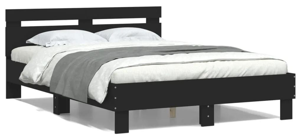 Rám postele s čelem černý 135 x 190 cm kompozitní dřevo,  3207442