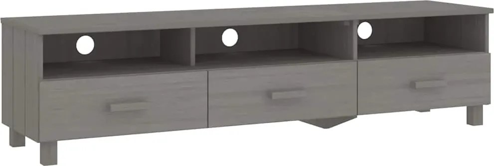 TV stolek HAMAR světle šedý 158 x 40 x 40 cm masivní borovice 340475