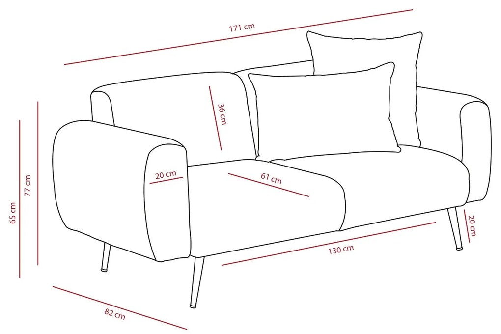 Hanah Home Dvoumístná pohovka SIDE krémová 171 cm