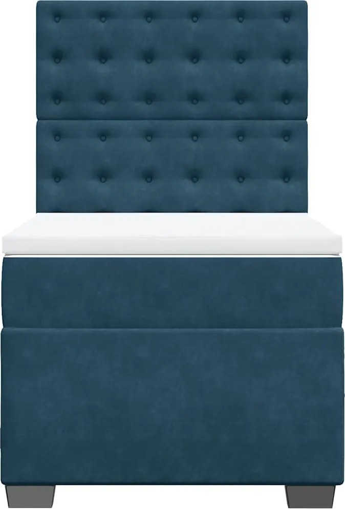 Box spring postel s matrací modrá 90 x 200 cm samet 3290826