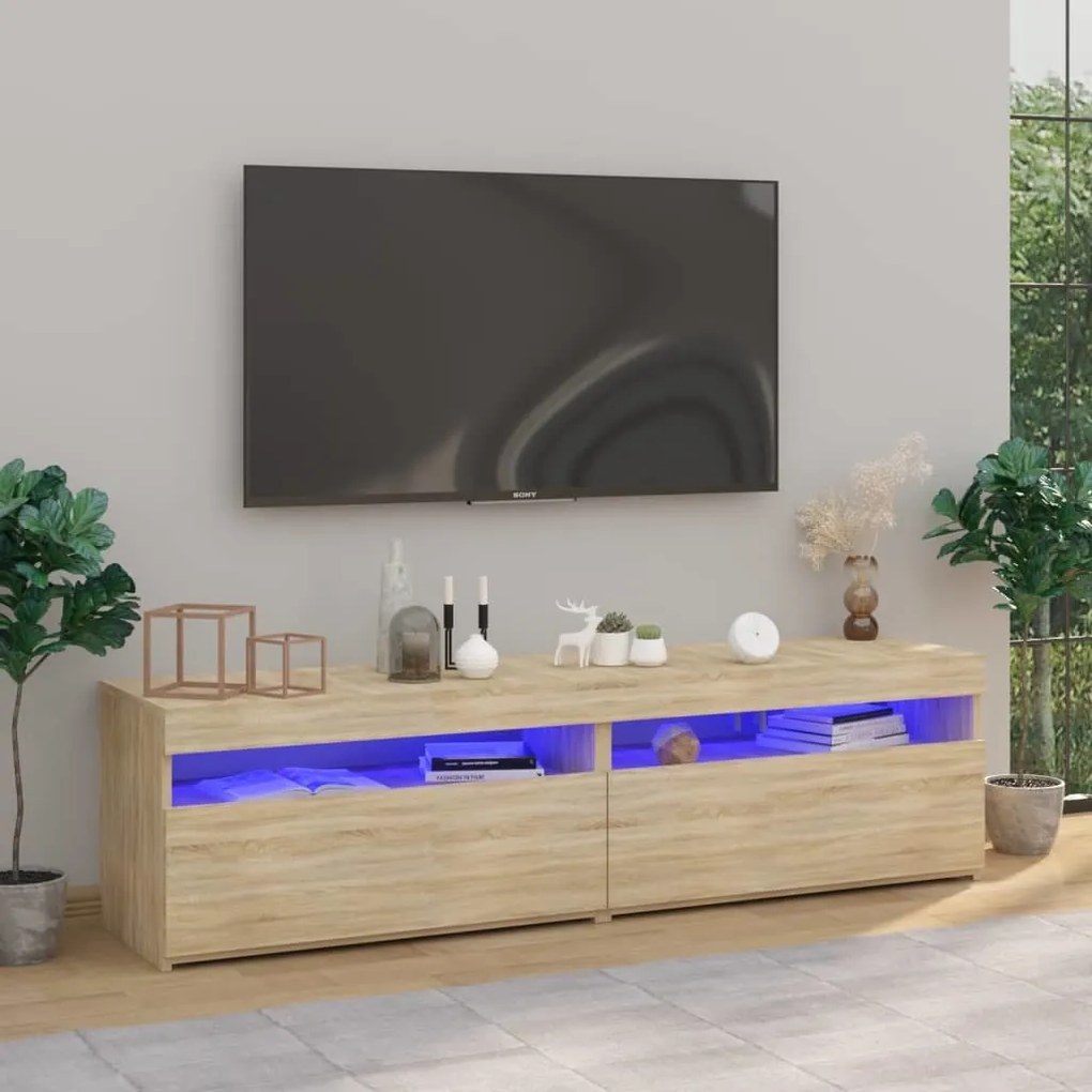 vidaXL TV skříňky s LED osvětlením 2 ks 75 x 35 x 40 cm [804392] Barva: Černá