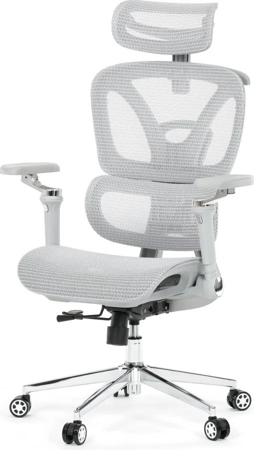 Kancelářská ergonomická židle PORTE — síťovina, šedá