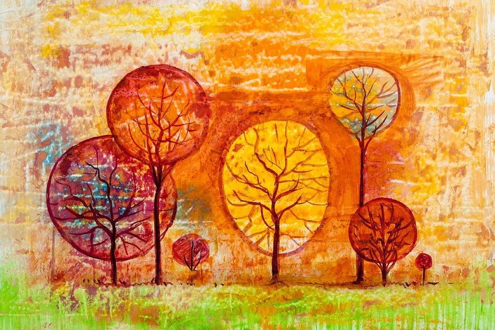 Samolepící tapeta stromy v barvách podzimu - 300x200 cm
