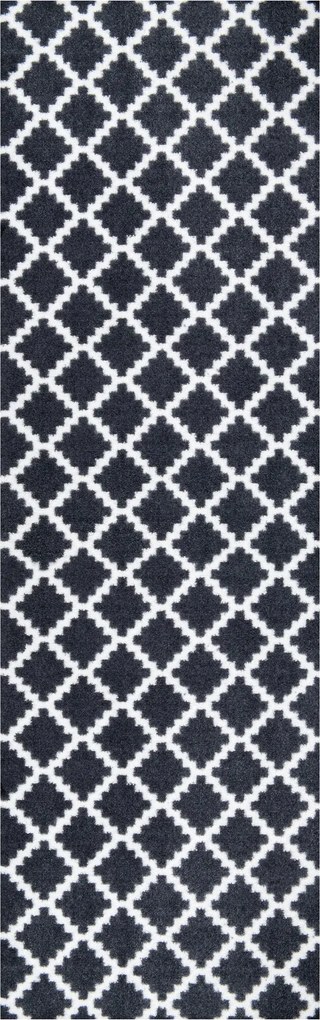 Hanse Home, Protiskluzový běhoun Home Black White 103156, 50x150, černá, chodba / předsíň
