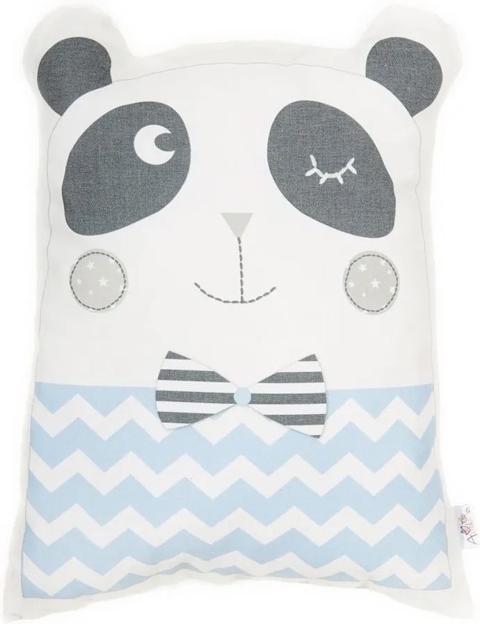 Modrý dětský polštářek s příměsí bavlny Mike & Co. NEW YORK Pillow Toy Panda, 25 x 36 cm