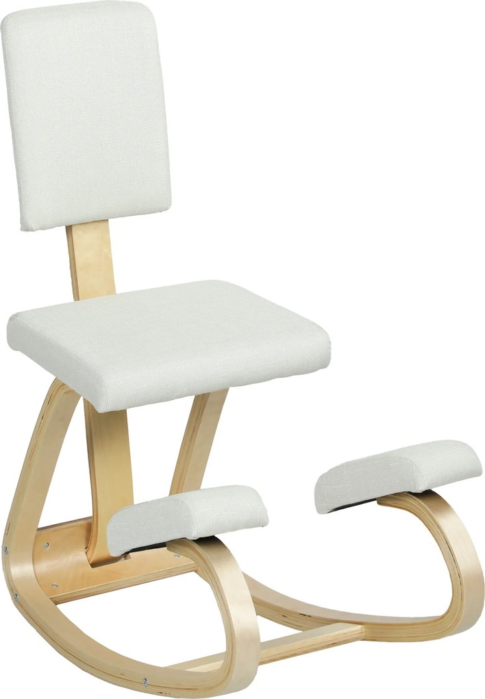 HOMCOM Ergonomická kolenní židle, kolenní stolička, zdravotní židle pro domácnost, kancelář, meditaci, krémová