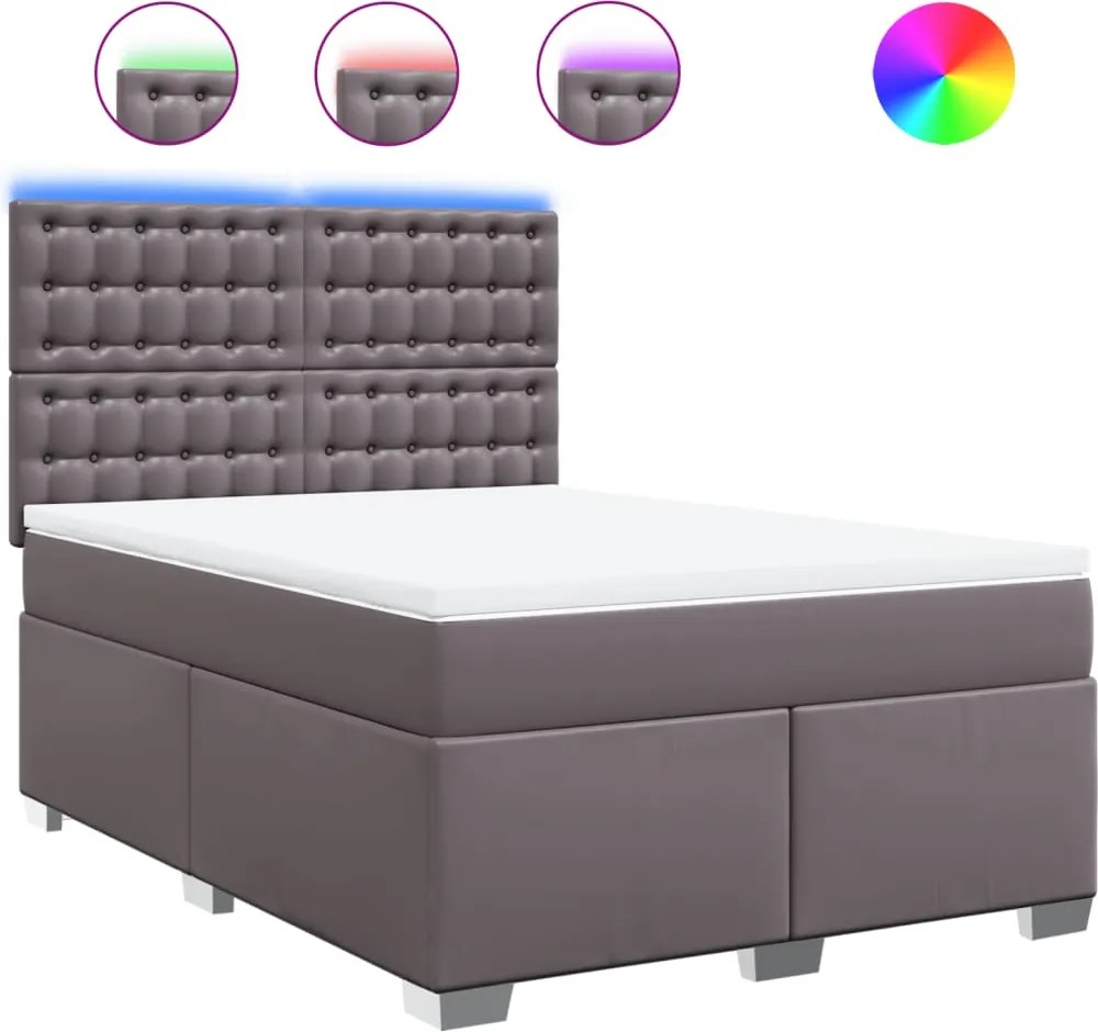 Box spring postel s matrací šedá 140x200 cm umělá kůže 3293026