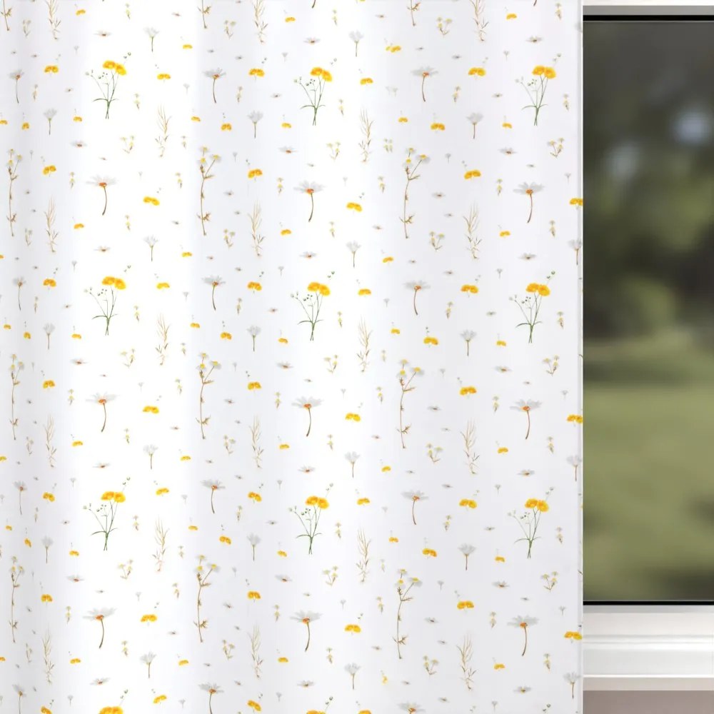 Biante Dětský bavlněný závěs Sandra SA-497 Žluté bylinky na bílém 150x170 cm