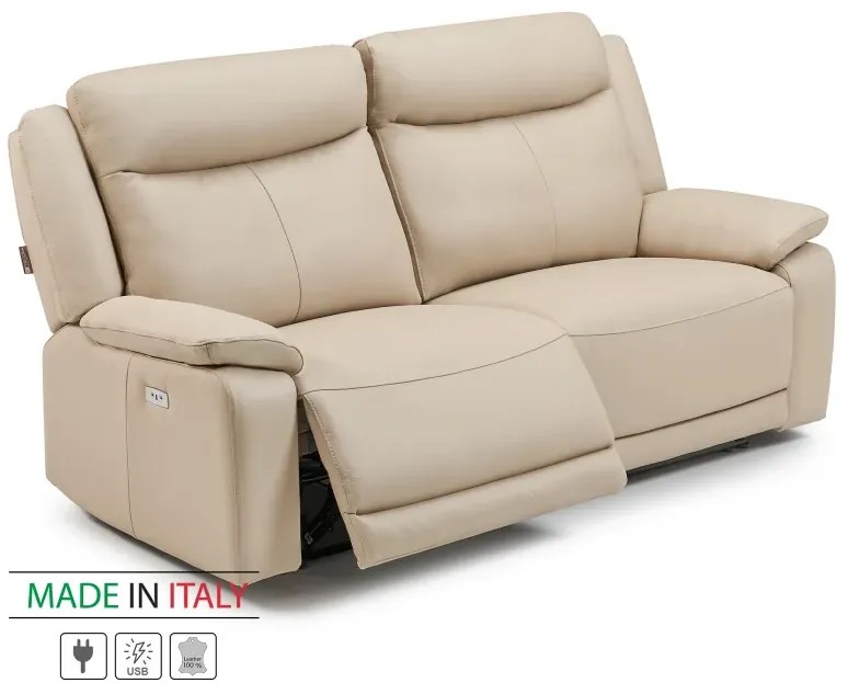Kožená pohovka CONTINENTAL s elektrickou funkcí relax 2P, elektrické, cappuccino (cappuccino 313)
