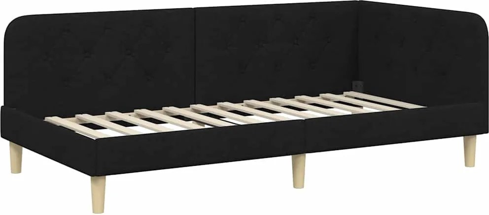 Rohový rám postele Černý 90 x 190 cm textil 3394111