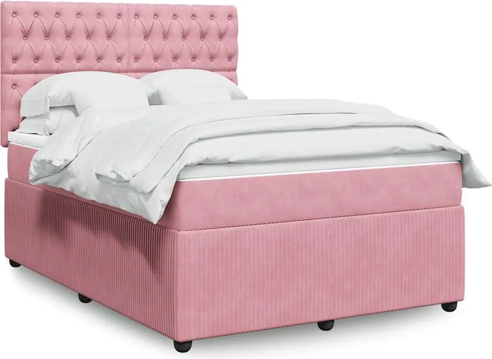 Box spring postel s matrací růžová 140x190 cm samet 3294645