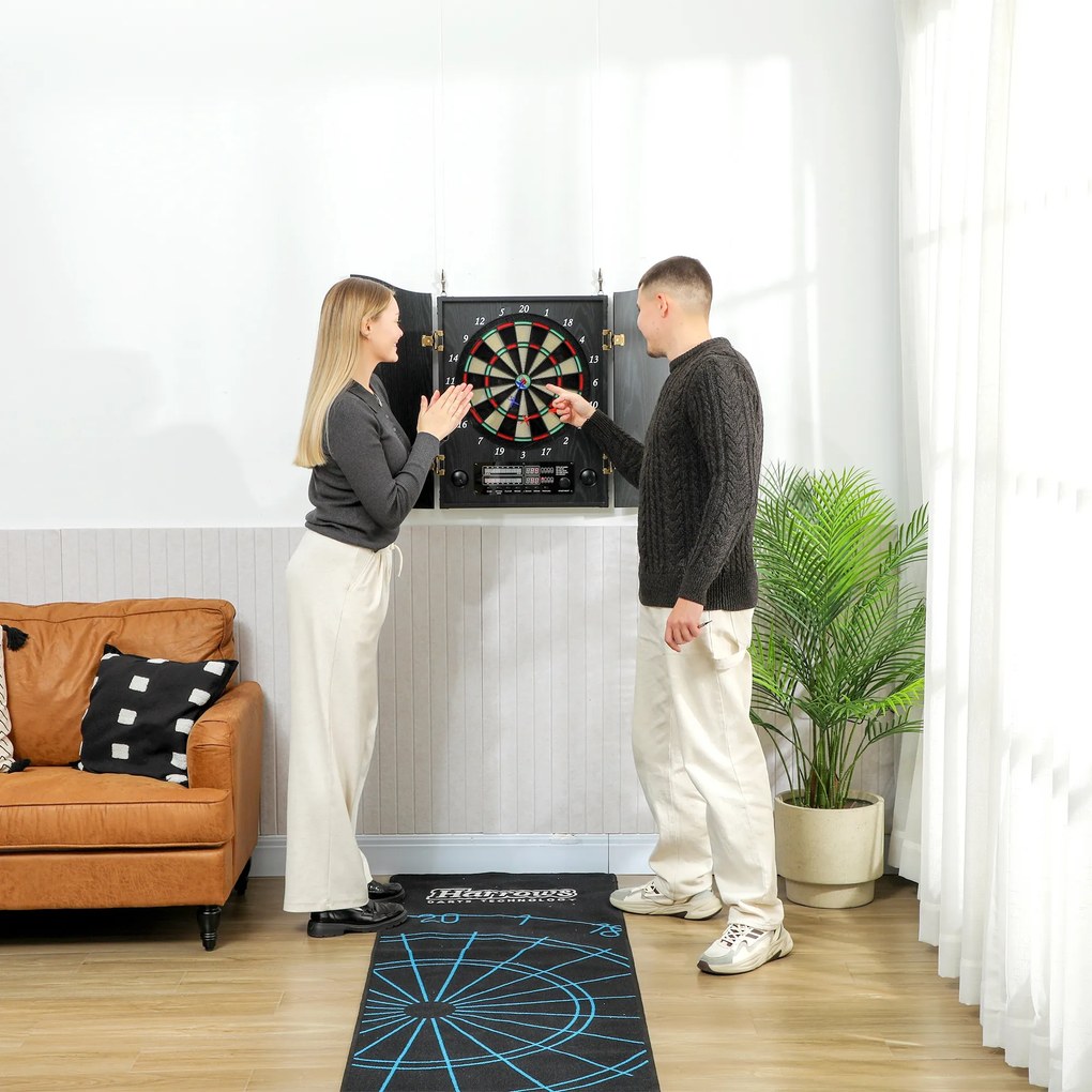 SPORTNOW Elektronický terč E Dartboard s dveřmi vzhled dřeva, LED displej, hlasové hlášení, 6 šipek, 24 náhradních hrotů
