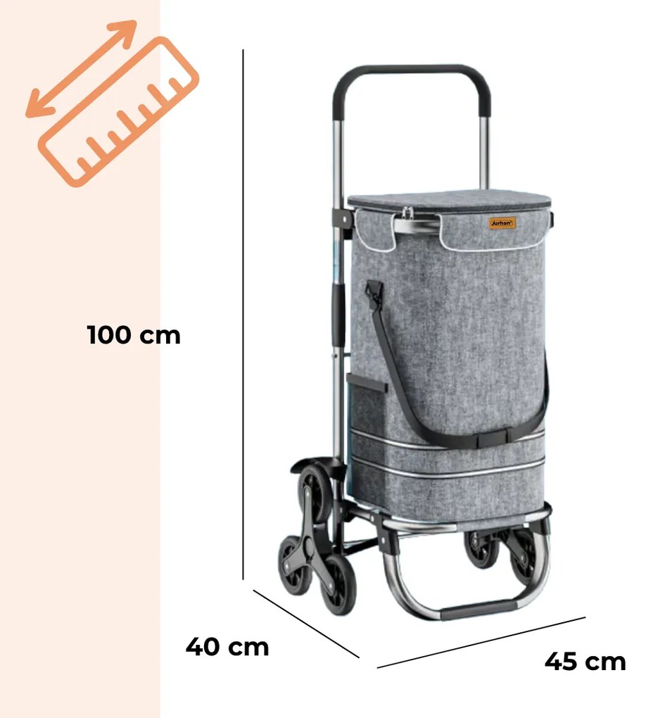 Nákupní taška na kolečkách do schodů COMFORT,50l, šedá Jurhan