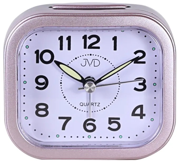 JVD Levný analogový ručkový růžový budík JVD SRP8006.2 s osvětlením