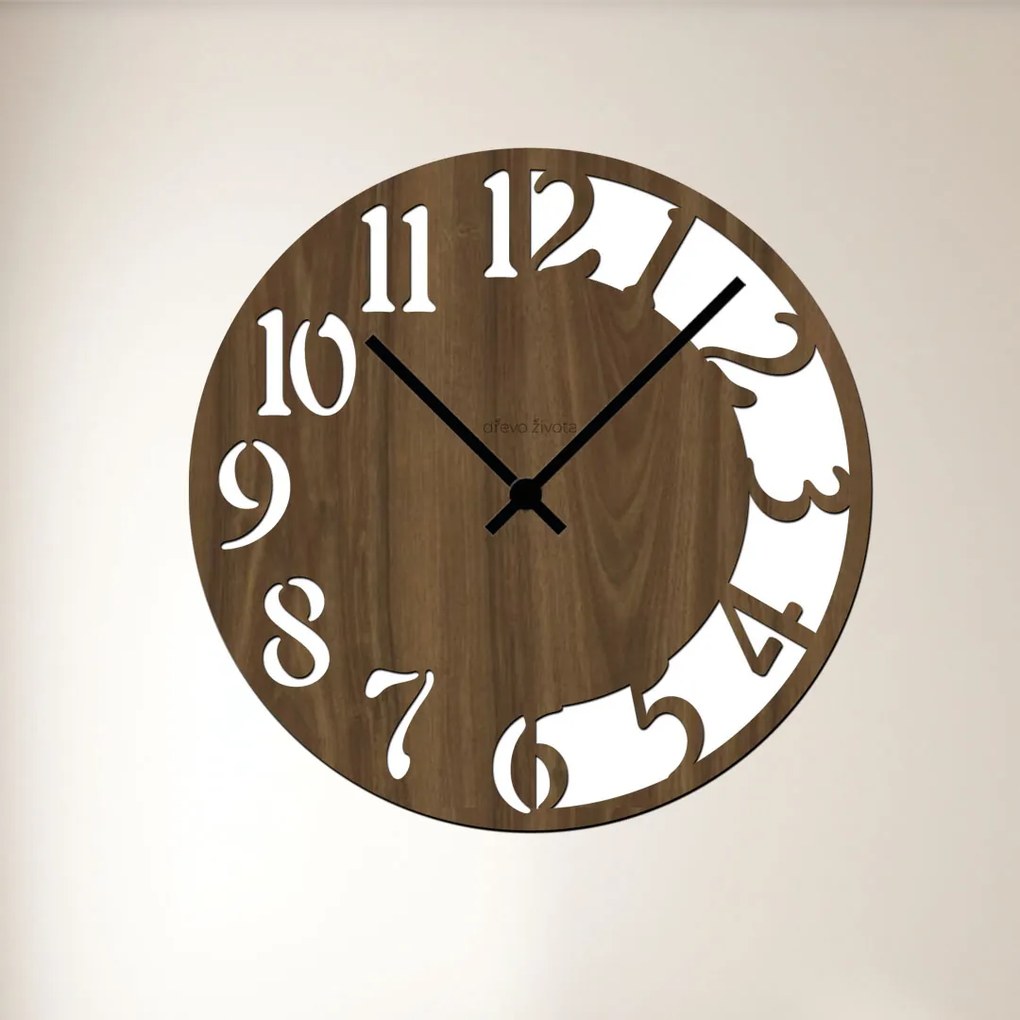 dřevo života Nástěnné hodiny CLOCK Zvolte barvu dekoru: Bílá, Zvolte velikost hodin (cm): 60x60, Barva ručiček: Černé