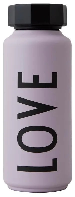 Fialová termo láhev Design Letters Love, 500 ml